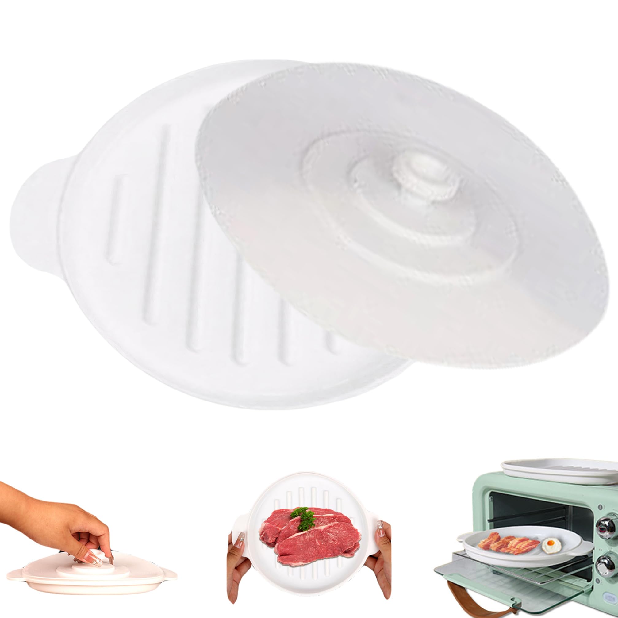 Amazon.com: Microwave Bacon Tray with Lid 9.5x7.8 Inch Round Silicone ...