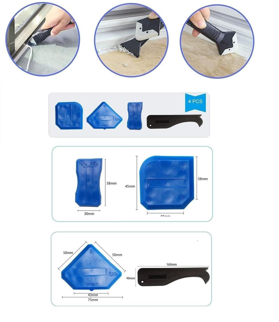 Silicone Remover Tool, 5-in-1 Silicone Sealant Remover and Caulking ...