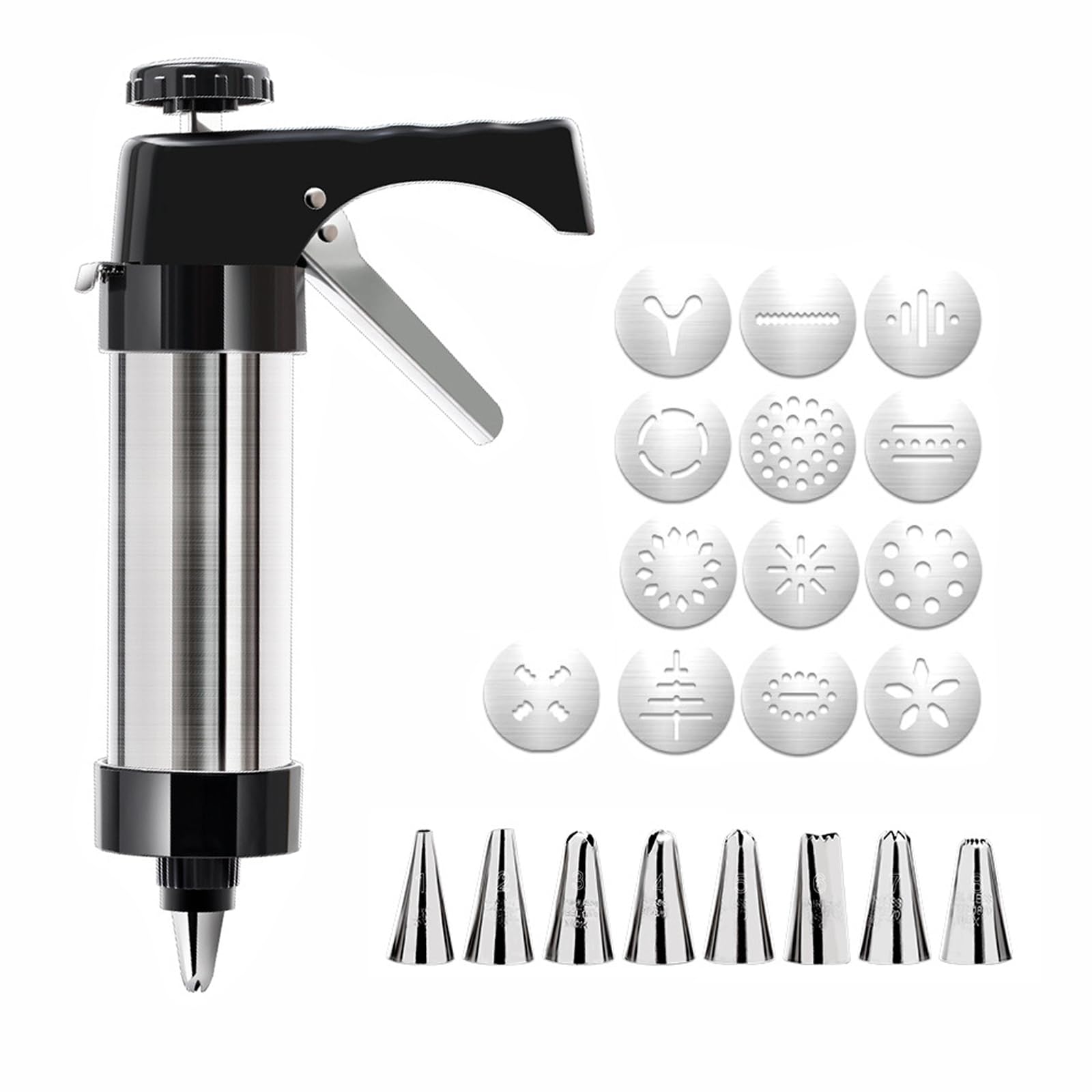 LSRVNM Stainless Steel Cookie Press Gun Kit, Cake Icing Decorating Set ...