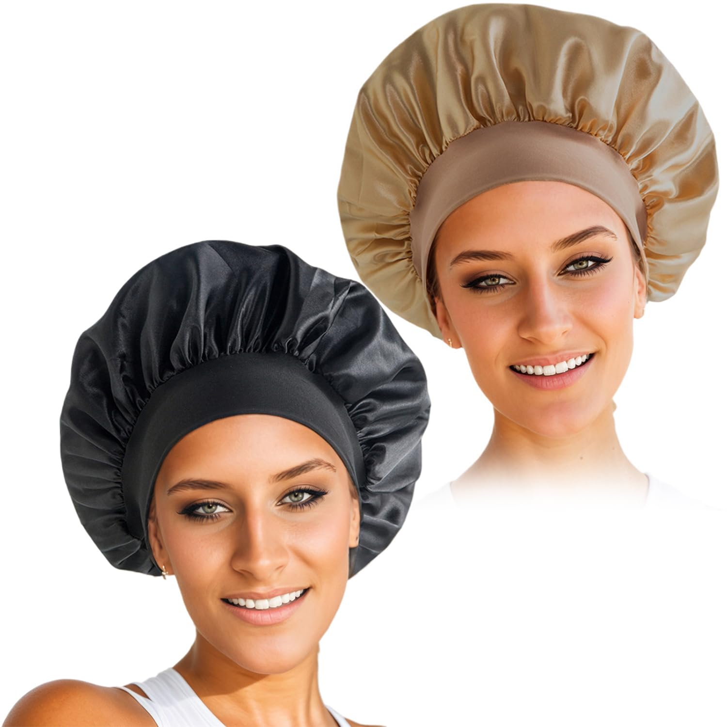Amazon.com : 2 Pack Satin Bonnet Silk Bonnet for Sleeping, Bonnets for ...