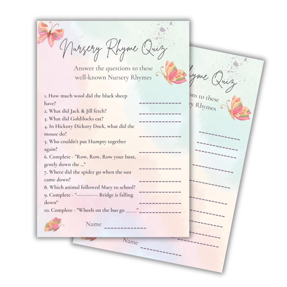 Nursery Rhyme Game Answer Sheet