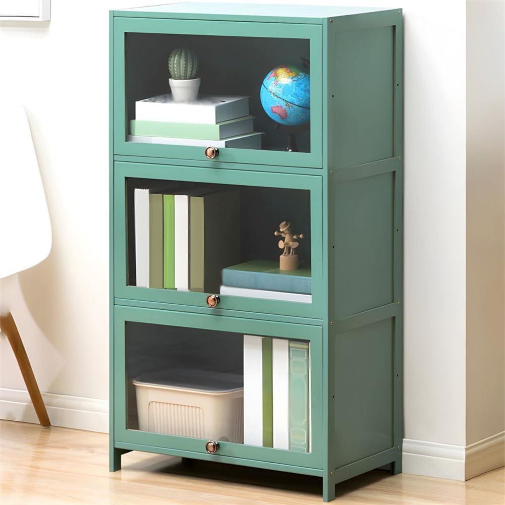 Amazon.com: KWOKING Contemporary Green Barrister Bookcase Bamboo ...