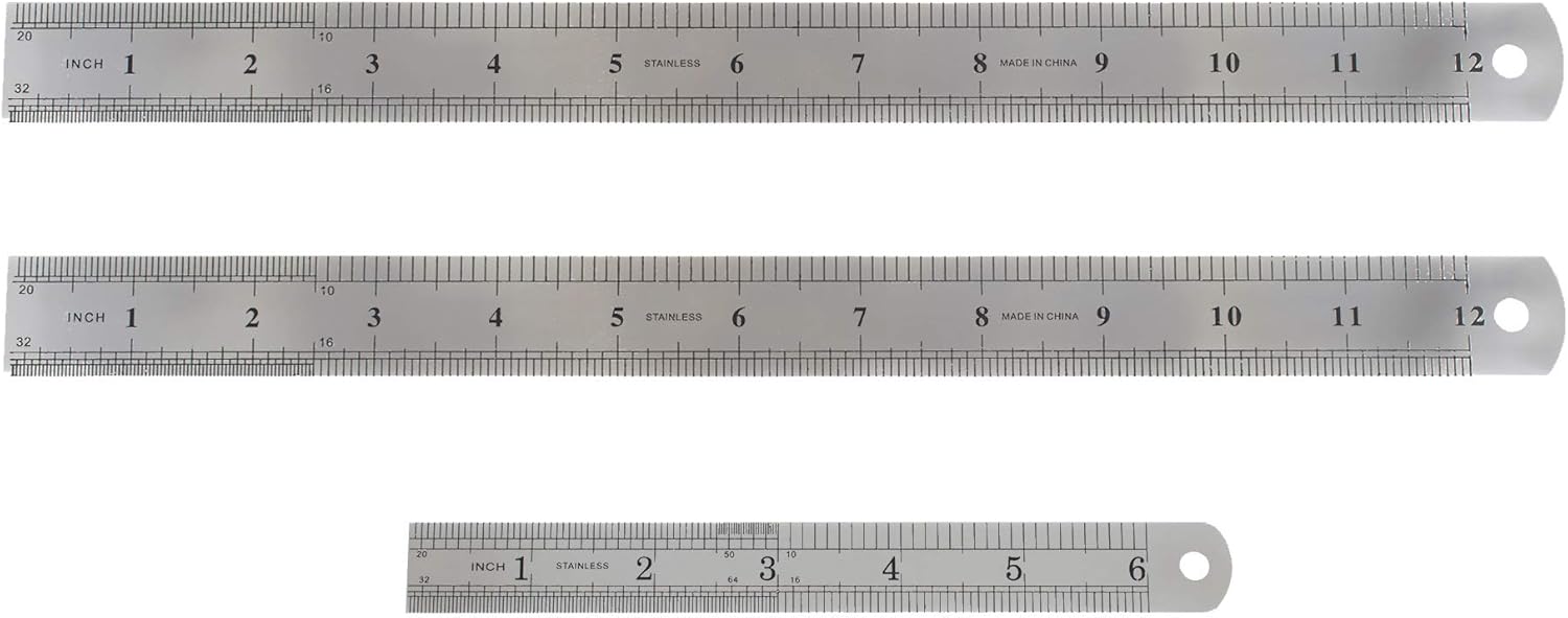 Metallic Ruler for Office - 6 Inch - Pack of 3 - Stainless Steel ...