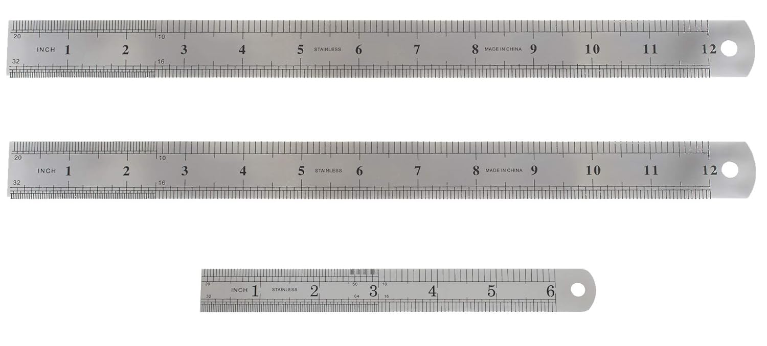 Metallic Ruler for Office - 6 Inch - Pack of 3 - Stainless Steel ...