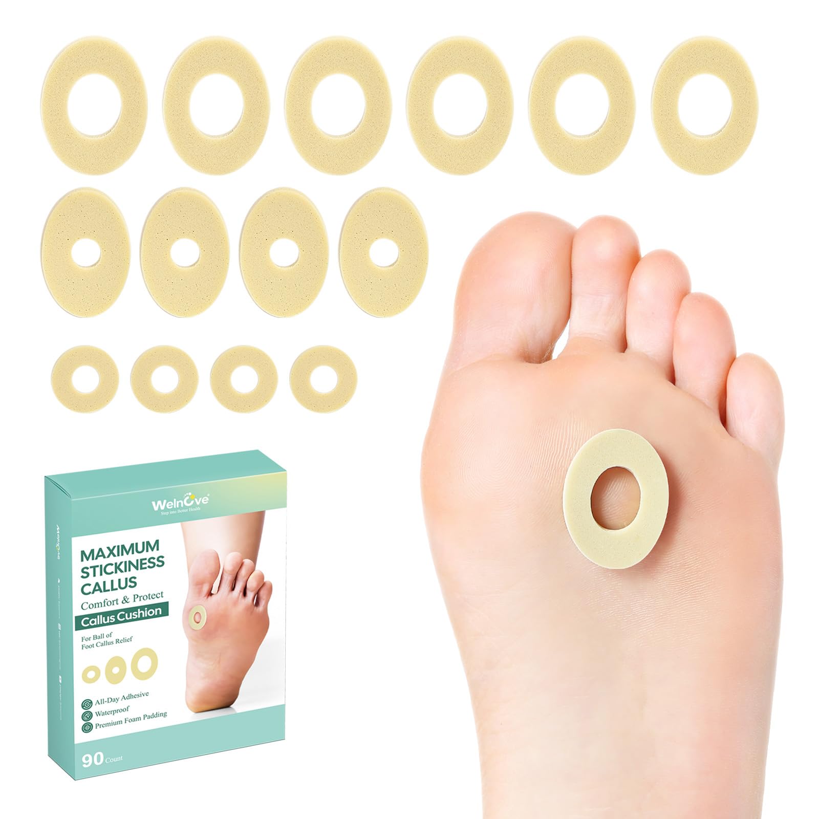Amazon.com: Welnove Corn Cushions for Toes - 90 Count Callus Cushions ...