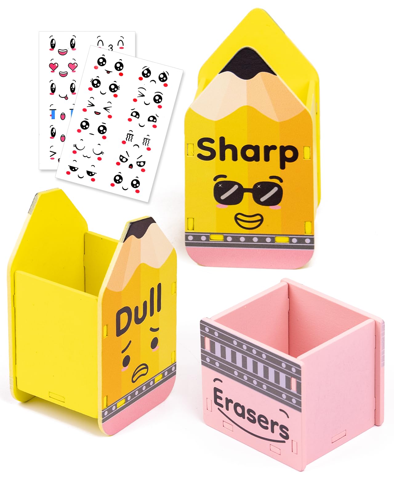 Amazon.com: 3 Pcs Pencil Shaped Pencil Holder Eraser Storage Sharp and ...