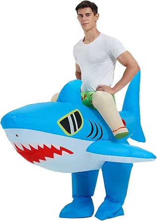 RHYTHMARTS Inflatable Shark Costume Ride on Shark Inflatable Costumes ...