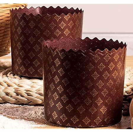 Amazon.com: 12 Pieces Panettone Paper Mold Round Brown Panettone Pan ...