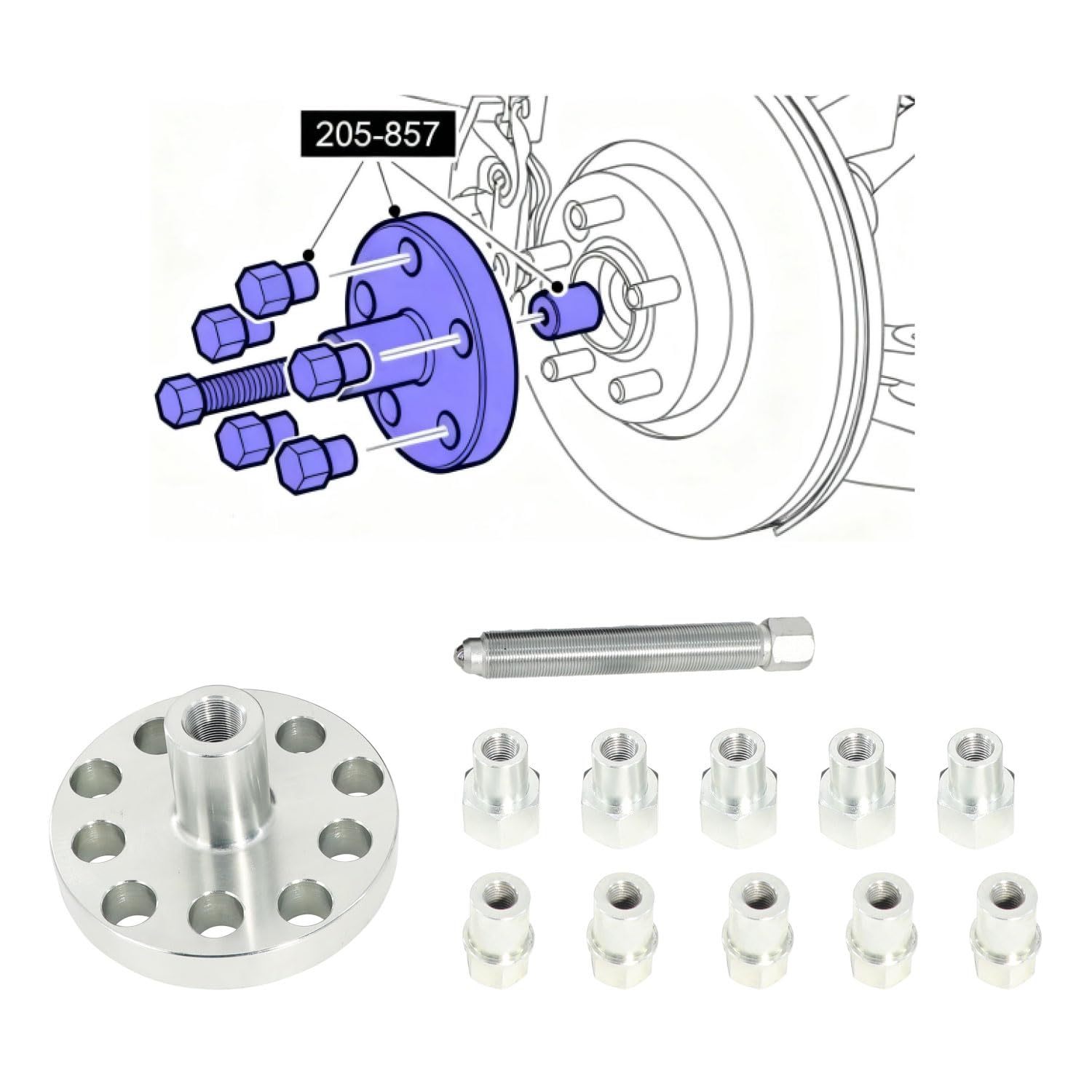 Snapklik.com : DPTOOL 205-857 Half Shaft Remover Tool Kit Wheel HUB ...