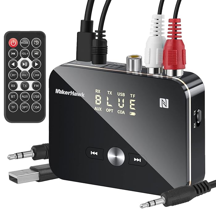 Buy Blue Tooth Audio Adapter Transmitter Receiver - MakerHawk Blue ...