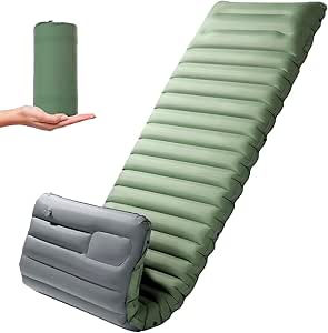 Inflable Colchoneta Camping Individual, 10CM Ultra-Thick Colchoneta Dormidos con Bomba de Pie ...