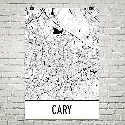 Cary Map, Cary Art, Cary Print, Cary NC Poster, Cary Wall Art, Cary ...