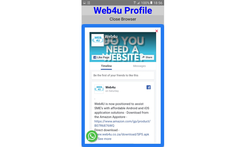 Aplicación Web4u Profile en Amazon Appstore