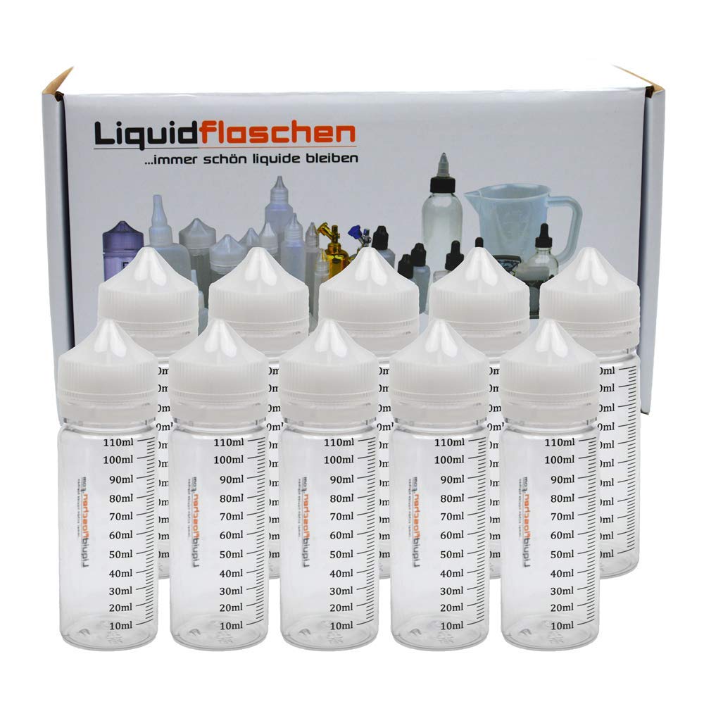 Buy 10 x 120 ml liquid bottles made of PET with rotating tip and scale ...