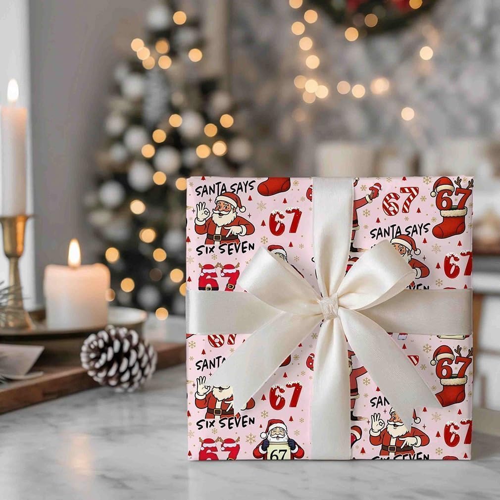 Amazon.com: Christmas Wrapping Paper, Funny 67 Meme Christmas Gift Wrap ...