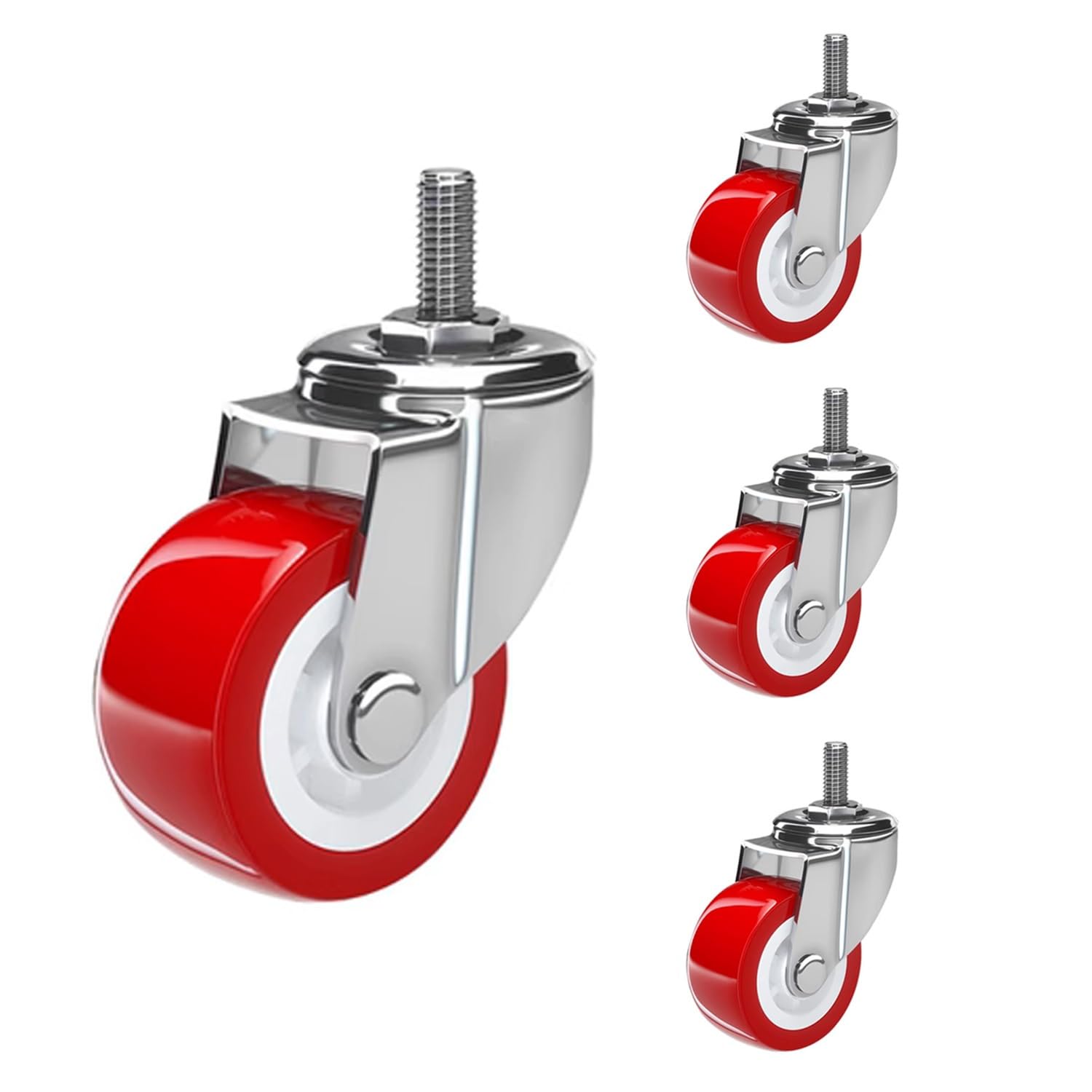 Heavy Duty Swivel Casters 5-Pack 2-Inch M8 Threaded Caster Wheels With ...