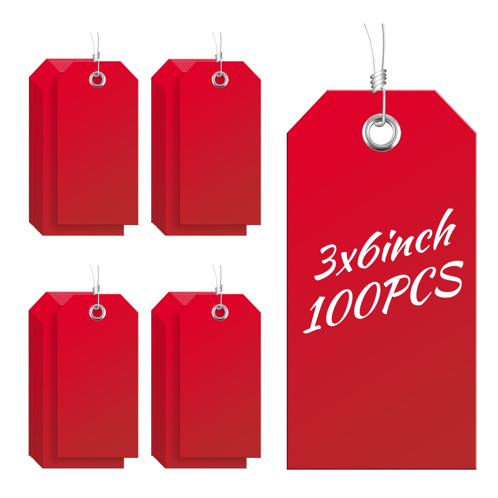 Amazon.com : 100 Pieces 3x6 inch Large Red Plastic Shipping Tags with ...