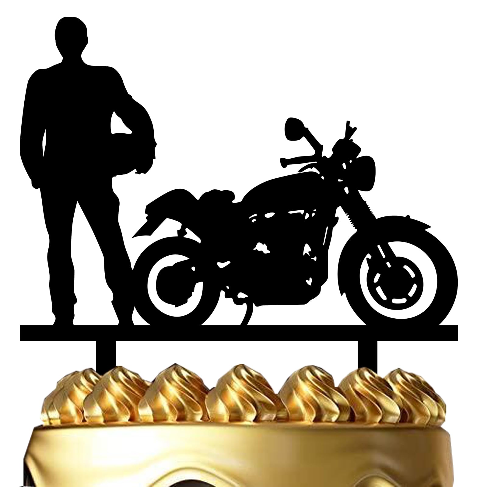 Motorcycle Happy Birthaday Cake Topper Motorbike Rider Racing Theme ...