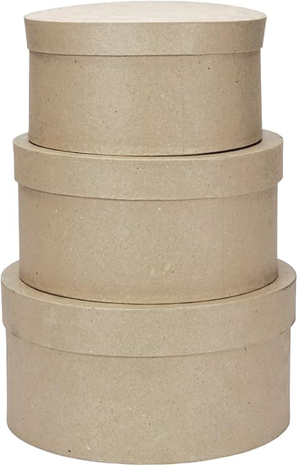 Amazon.com: Darice 2849-04 Value Pack Round Paper Mache Box Set, 4, 5 ...