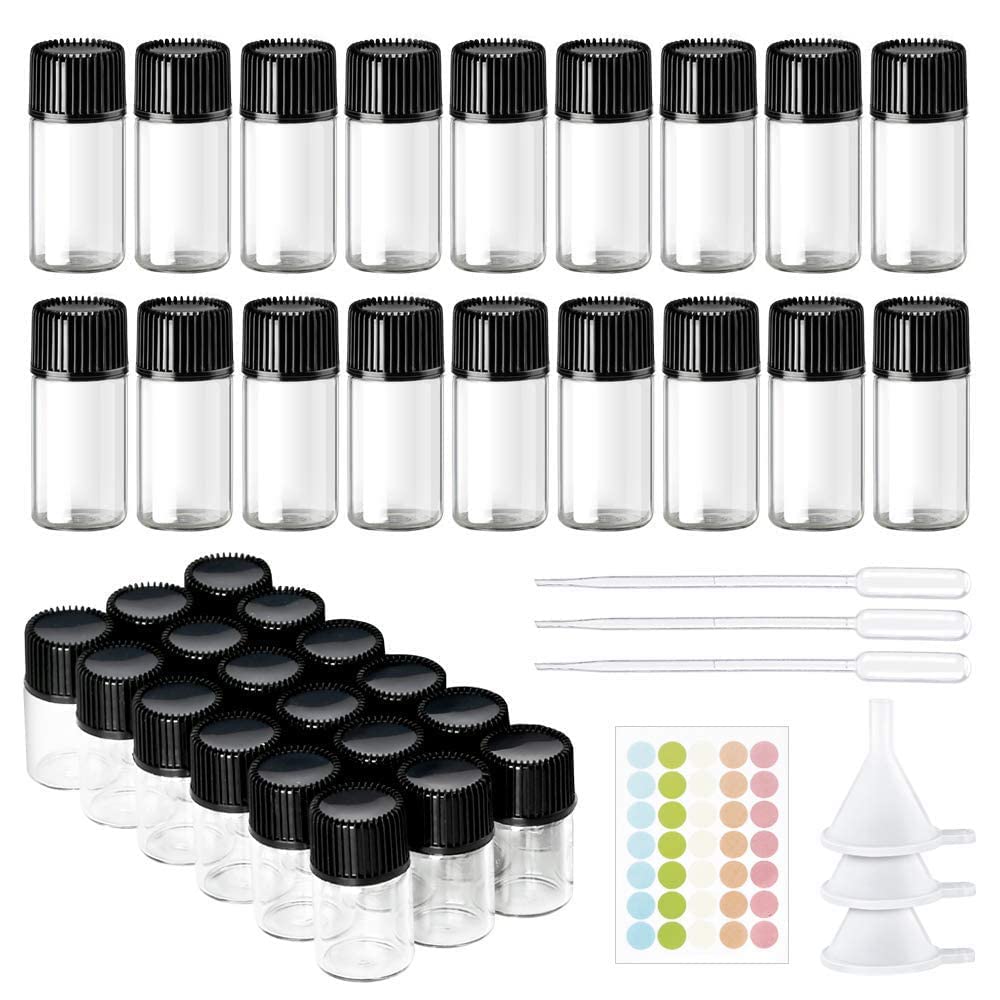 DONQL 2ml/3ml Clear Glass Bottles, 36pcs Sample Bottles Glass, 3ml ...