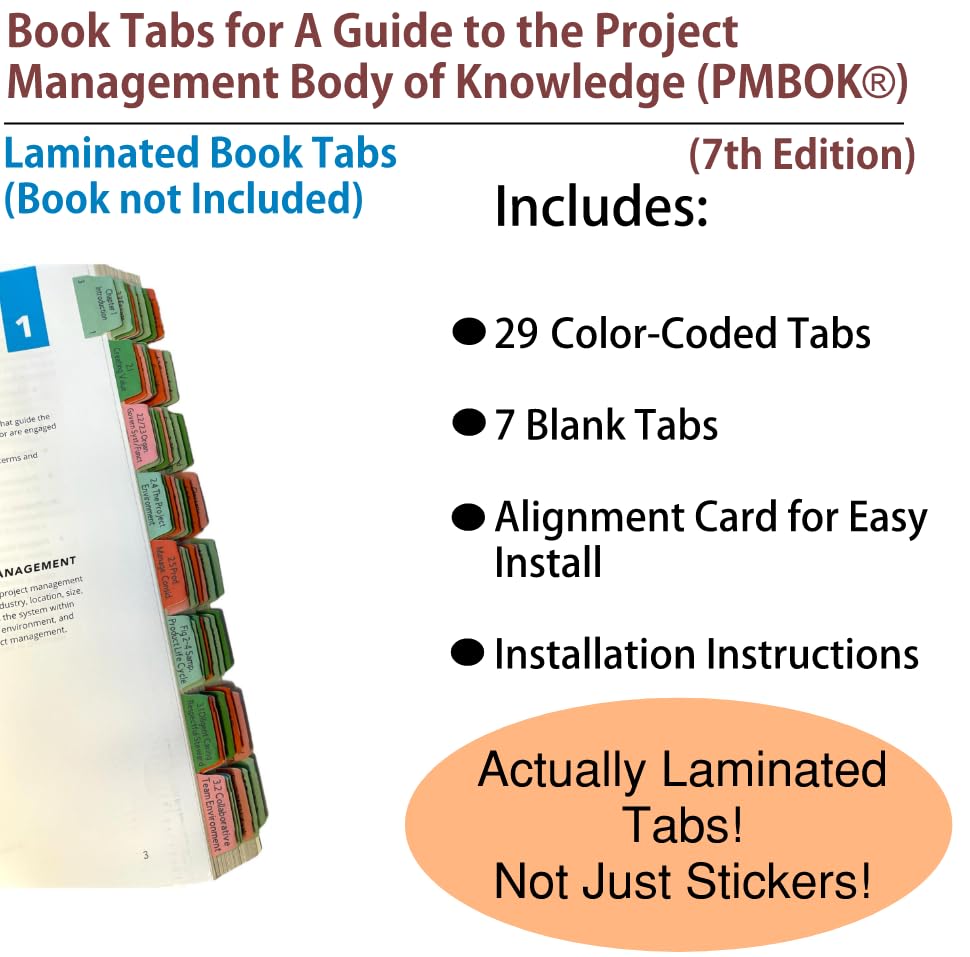Snapklik.com : Book Tabs For PMBOK 7th Edition 2024. Laminated, Color ...