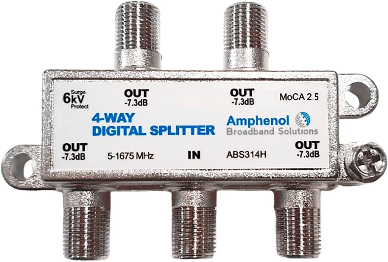 Amazon.com: Amphenol 4-Way Digital Coaxial Splitter MoCA 2.5 ABS314H ...
