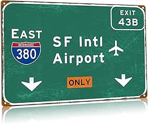 Amazon.com: Sf Intl Airport Road Sign Metal Tin Signs Exit Only Highway ...