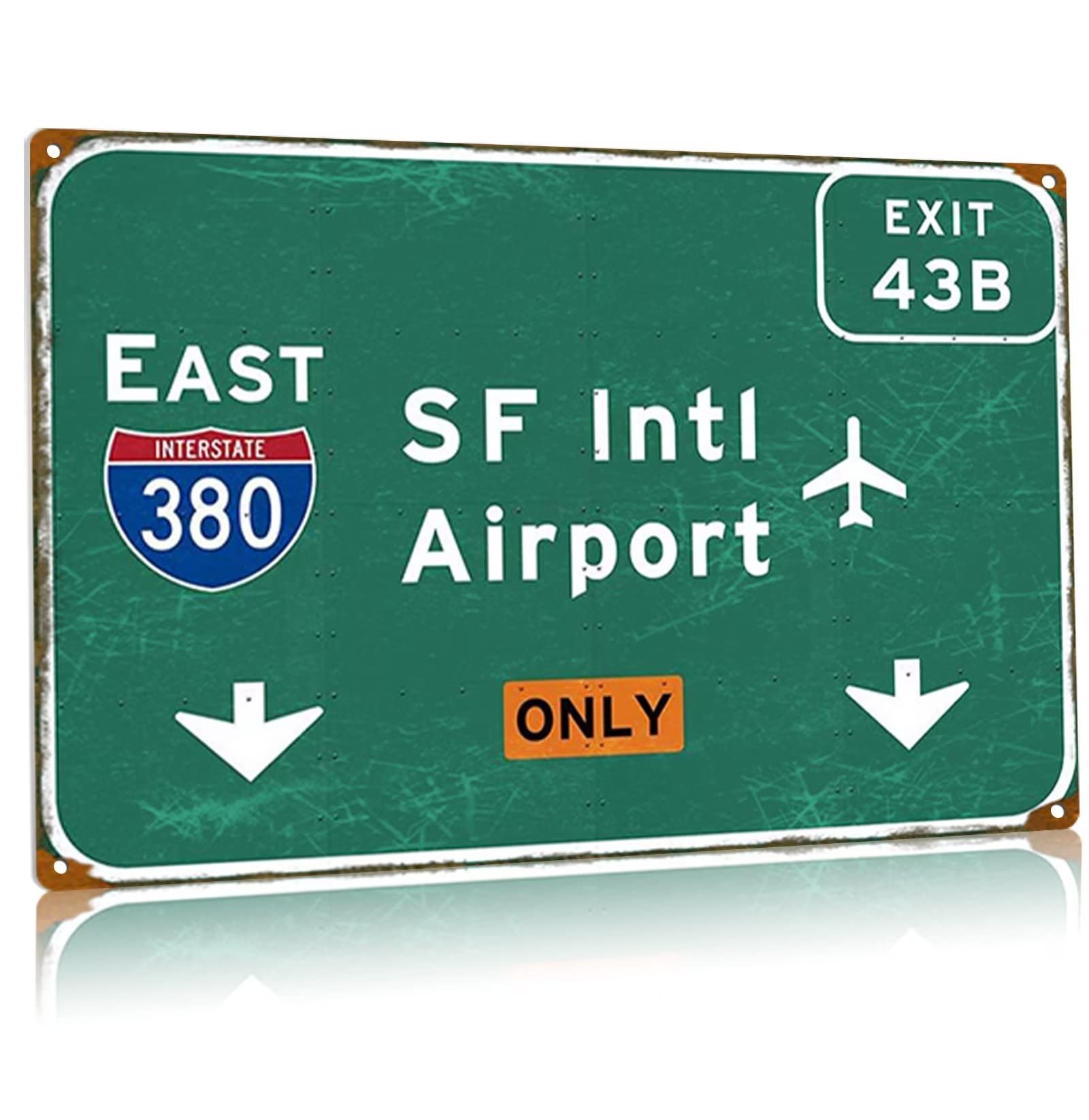 Amazon.com: Sf Intl Airport Road Sign Metal Tin Signs Exit Only Highway ...