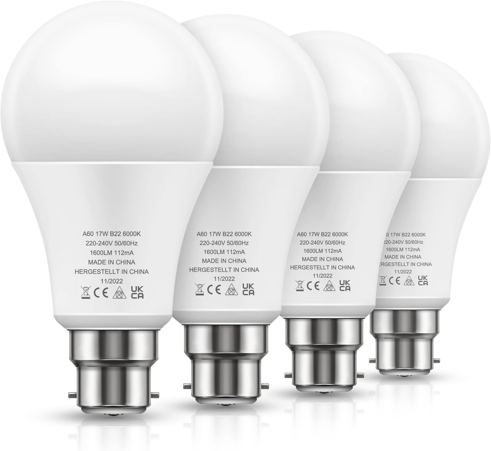 LOHAS B22 LED Bulbs 150W Equivalent, 17W LED Bayonet Light Bulb, Cool ...