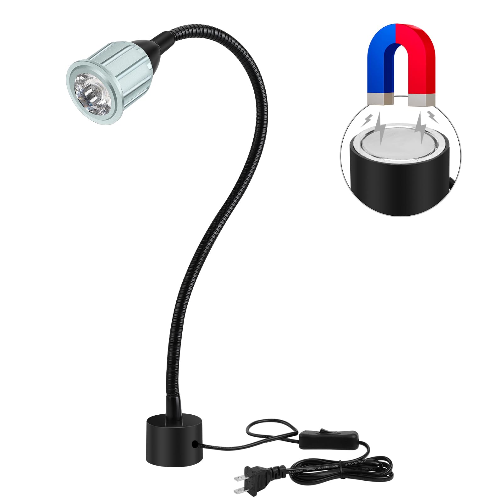 Deeffe 7W Magnetic Work Light, LED Machine Light with Flexible ...