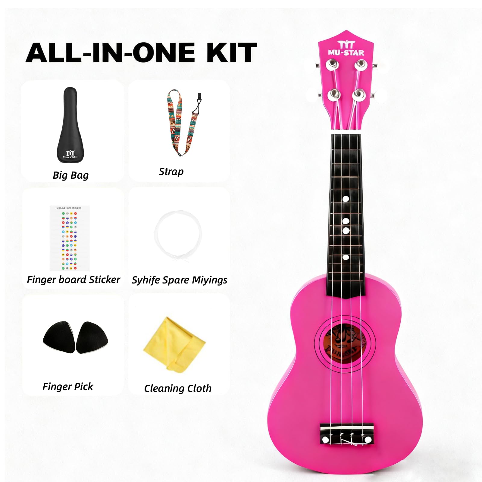 Kids Guitar MUSTAR Soprano Ukulele For Beginners - 21 Inch Small Guitar ...