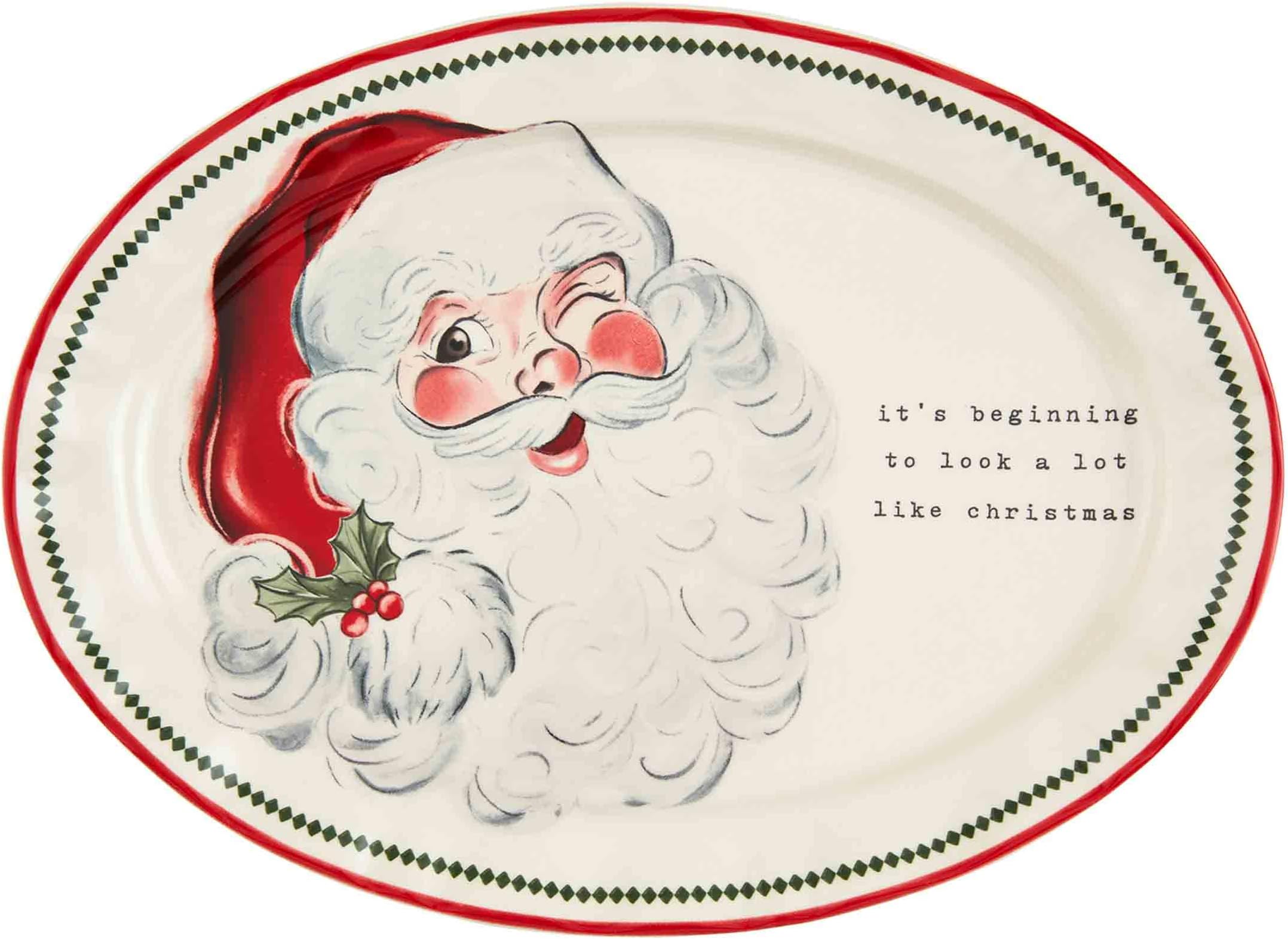 Amazon.com: Mud Pie Christmas Time Sentiment Plate PLATTERS & Trays, 6 ...