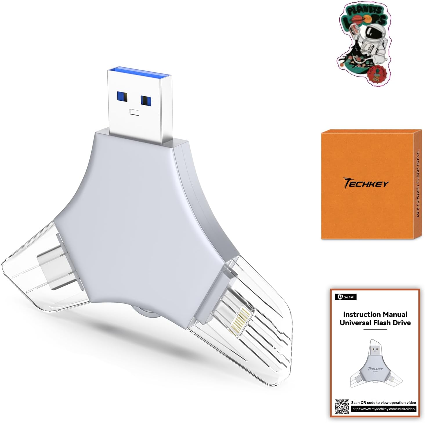 Amazon.com: USB 3.0 Flash Drive 64gb for iPhone, 3in1 External Memory ...