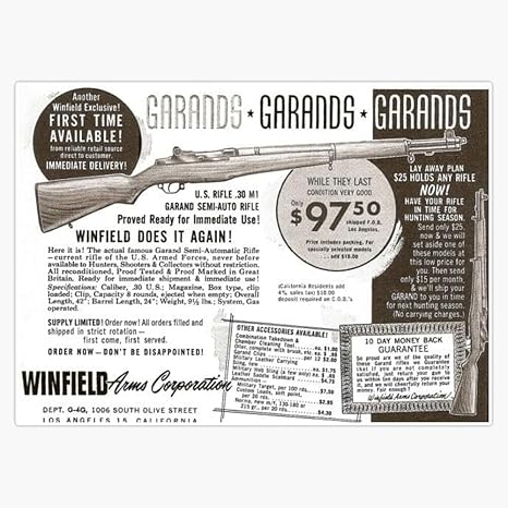 Amazon.com - M1 Garand Retro Advertisement Poster Sticker Bumper ...