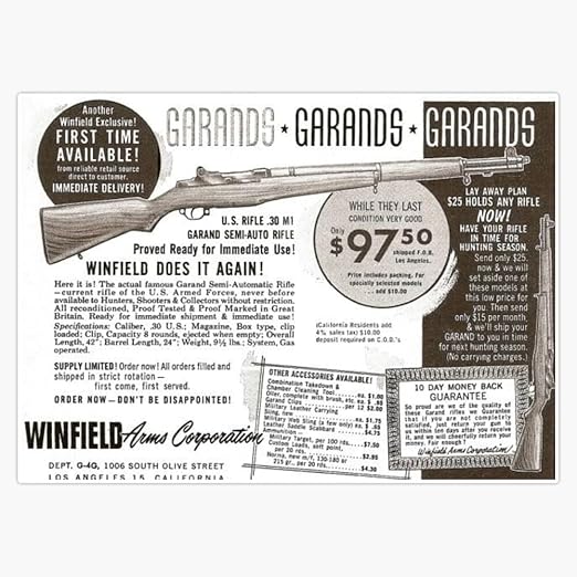 Amazon.com - M1 Garand Retro Advertisement Poster Sticker Bumper ...
