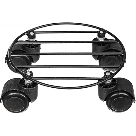 NAYRA Metal Black Strong Round Plant Stand with Wheels for Flower Pots ...
