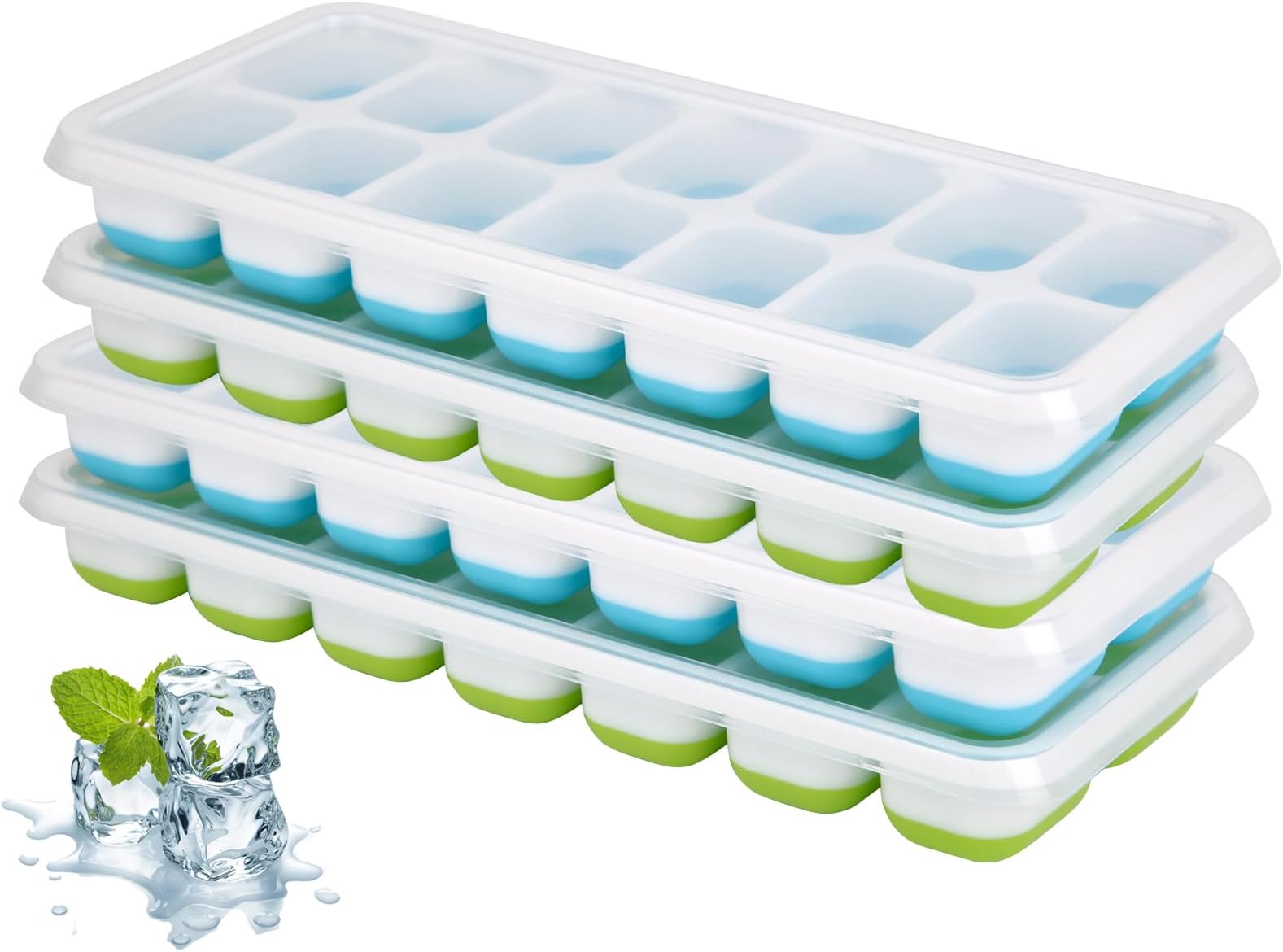 Amazon.com: BOHAIPAN Ice Cube Tray, 4 Pack Silicone Ice Tray, 14 Ice ...