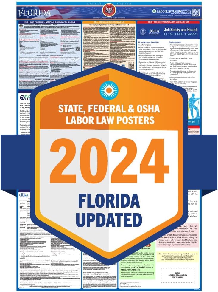 Amazon.com: 2024 Florida and Federal Labor Law Poster (English, FL ...