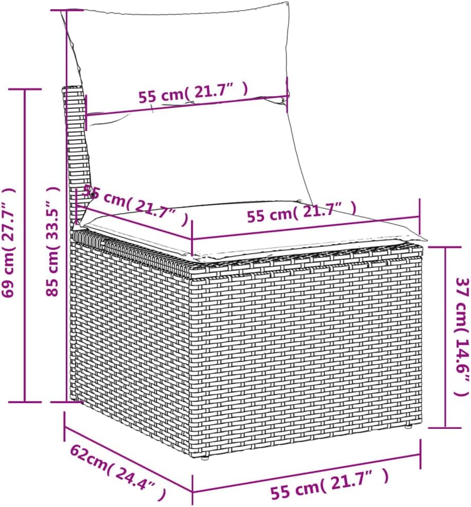 vidaXL 10-Piece Garden Sofa Set with Cushions, Black and Blue ...