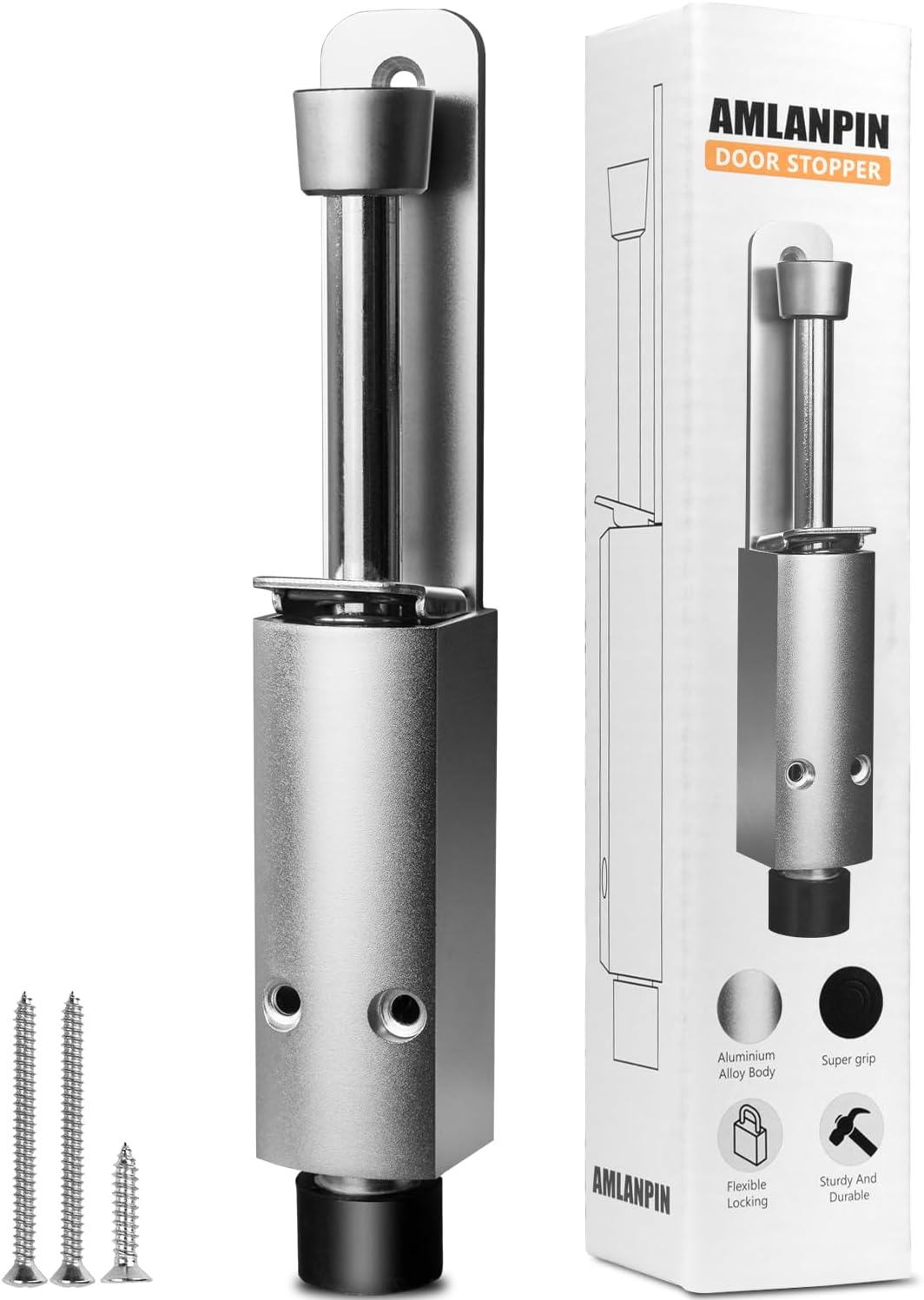 Amazon.com: Door Stop - Heavy Duty Spring Loaded Step Down Push On Door ...