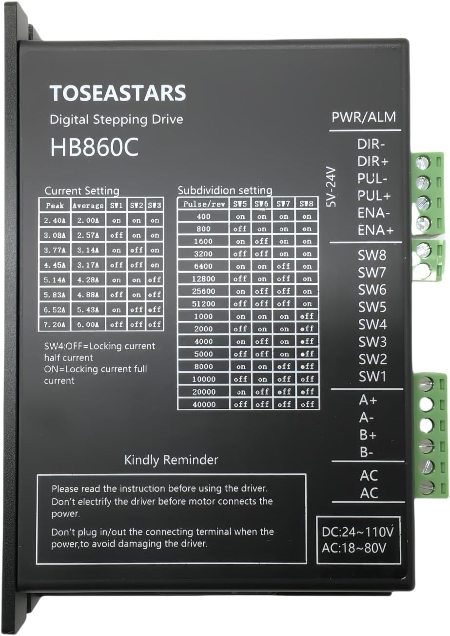 Amazon.com : Stepper Motor Driver 2.4A-7.2A 16 Subdivisions 18V-80V AC ...