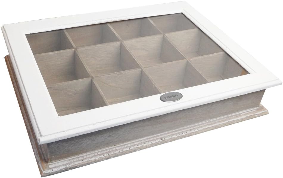 Vintage Shabby Chic - WOODEN BOX TEA BAG CHEST 12 COMPARTMENT : Amazon ...