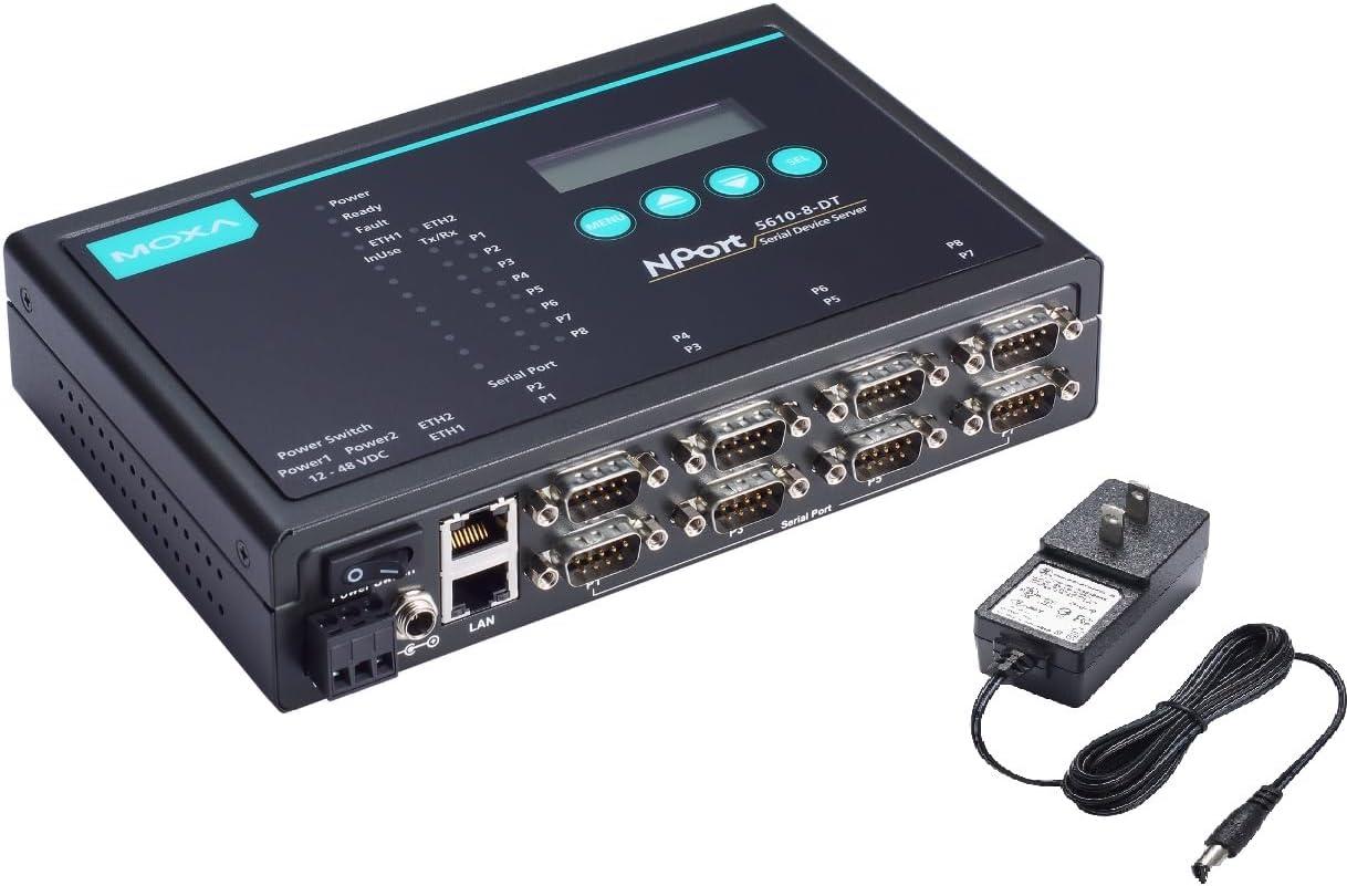 Amazon.com: Moxa NPort 5610-8-DT with Adapter - 8-Port RS-232 Desktop Device Server with DB9 ...