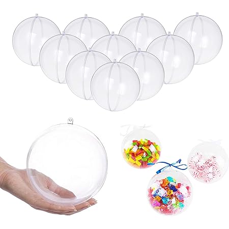 Amazon.com: UNIQLED Clear Plastic Fillable Christmas DIY Craft Ball ...