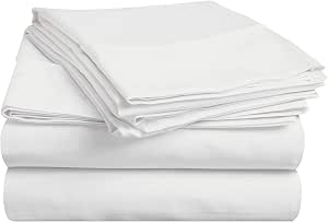 Amazon.com: Percale Cotton 4 Pieces Sheet Set 400 TC - Soft Breathable ...