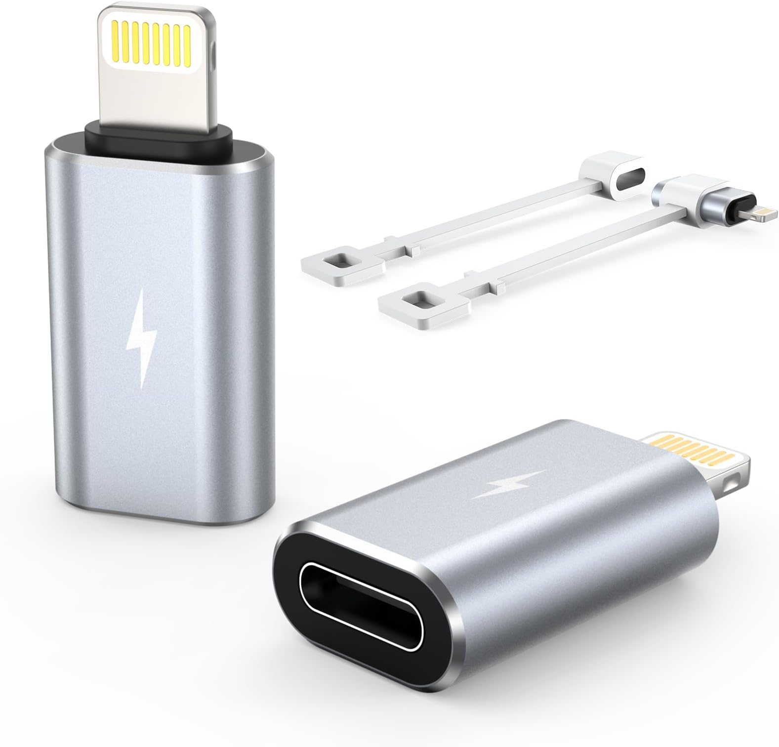 iPhone OTG Adapter(2Pack)USB C Female to Lightning Male Charger Data ...