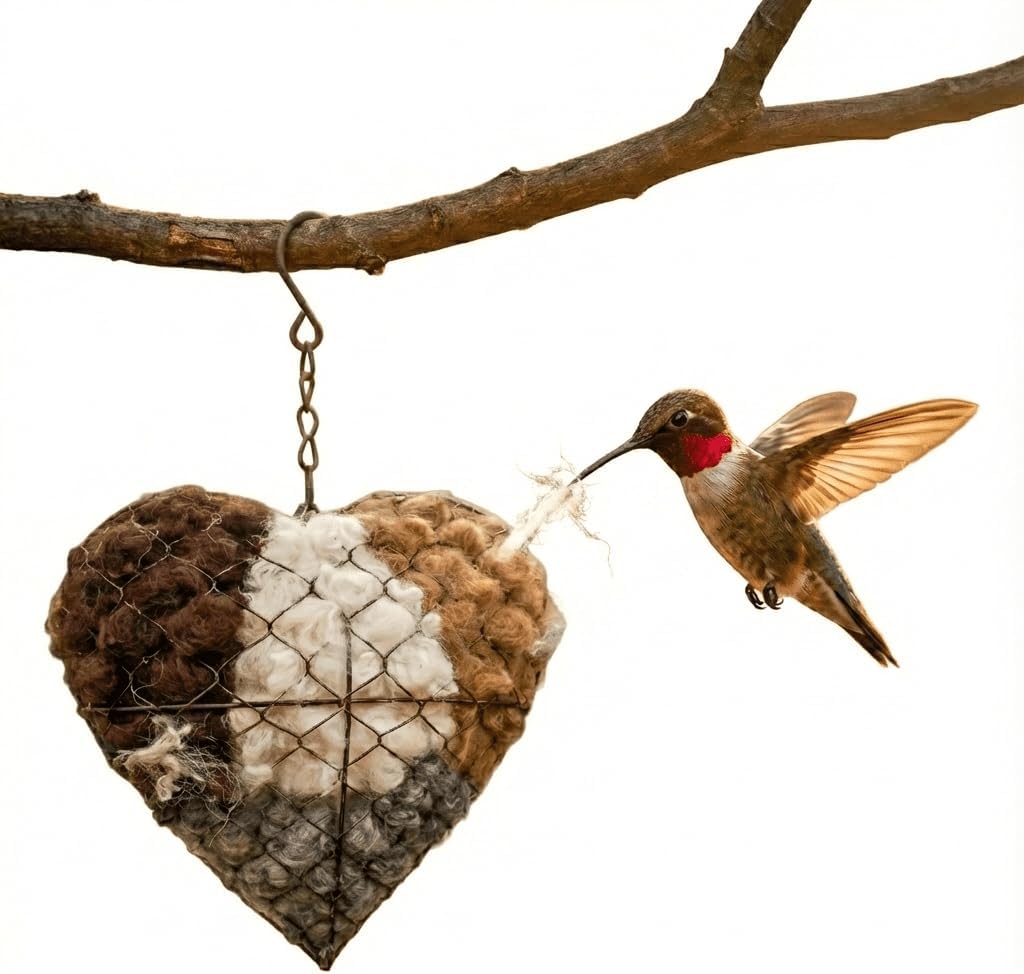 Amazon.com: Handmade Fiber Bird Nesting Heart & Bird Nesting Material ...