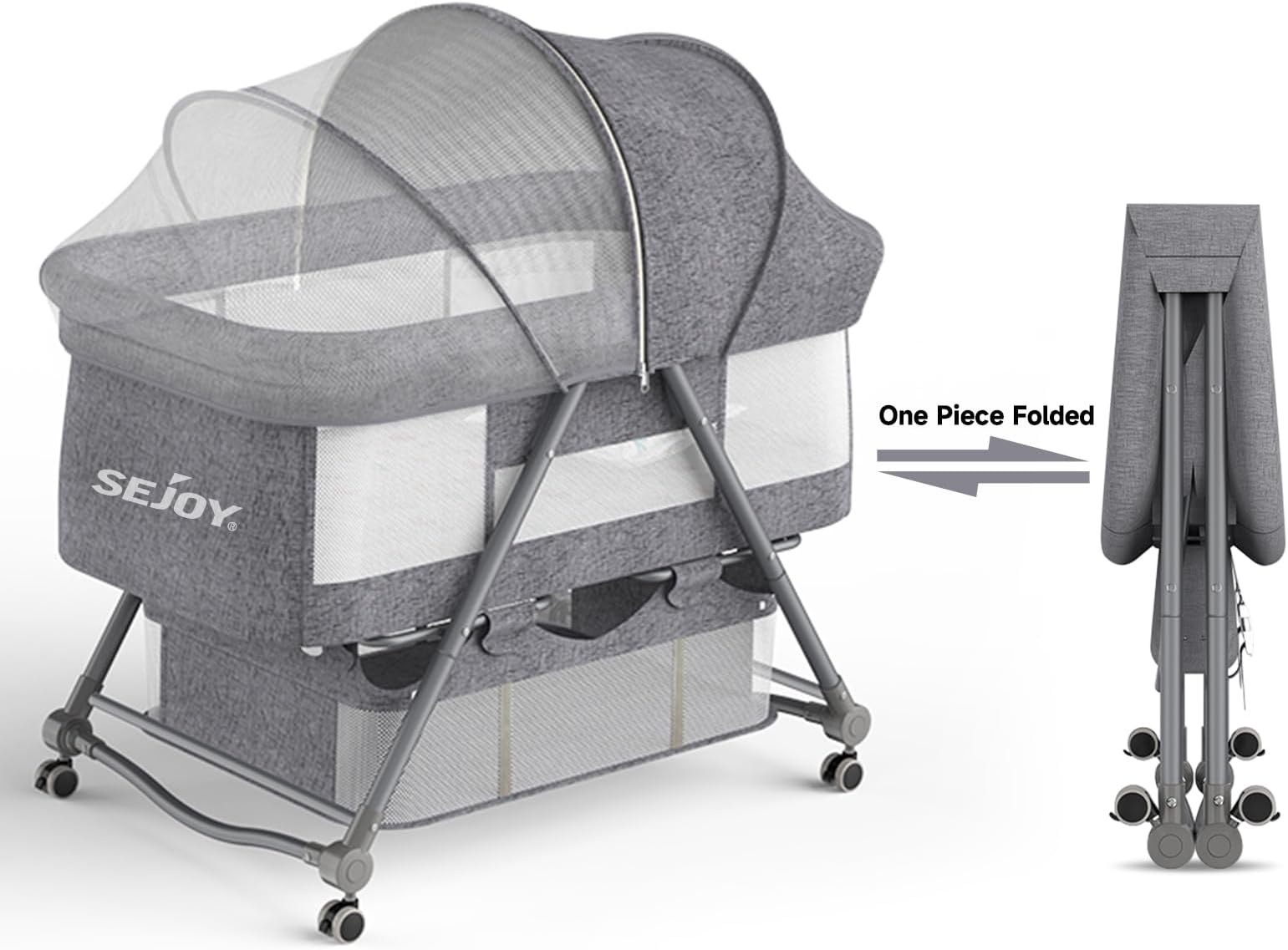 Amazon.com: Bedside Crib Sleeper for Baby with Large Storage Basket ...