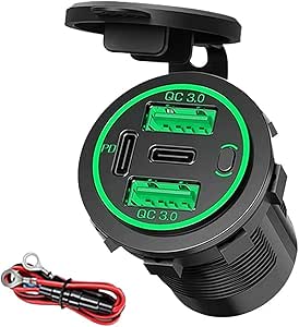 Amazon.com: Quad-Port 12V USB Outlet with Switch & LED - 78W Dual QC3.0 ...