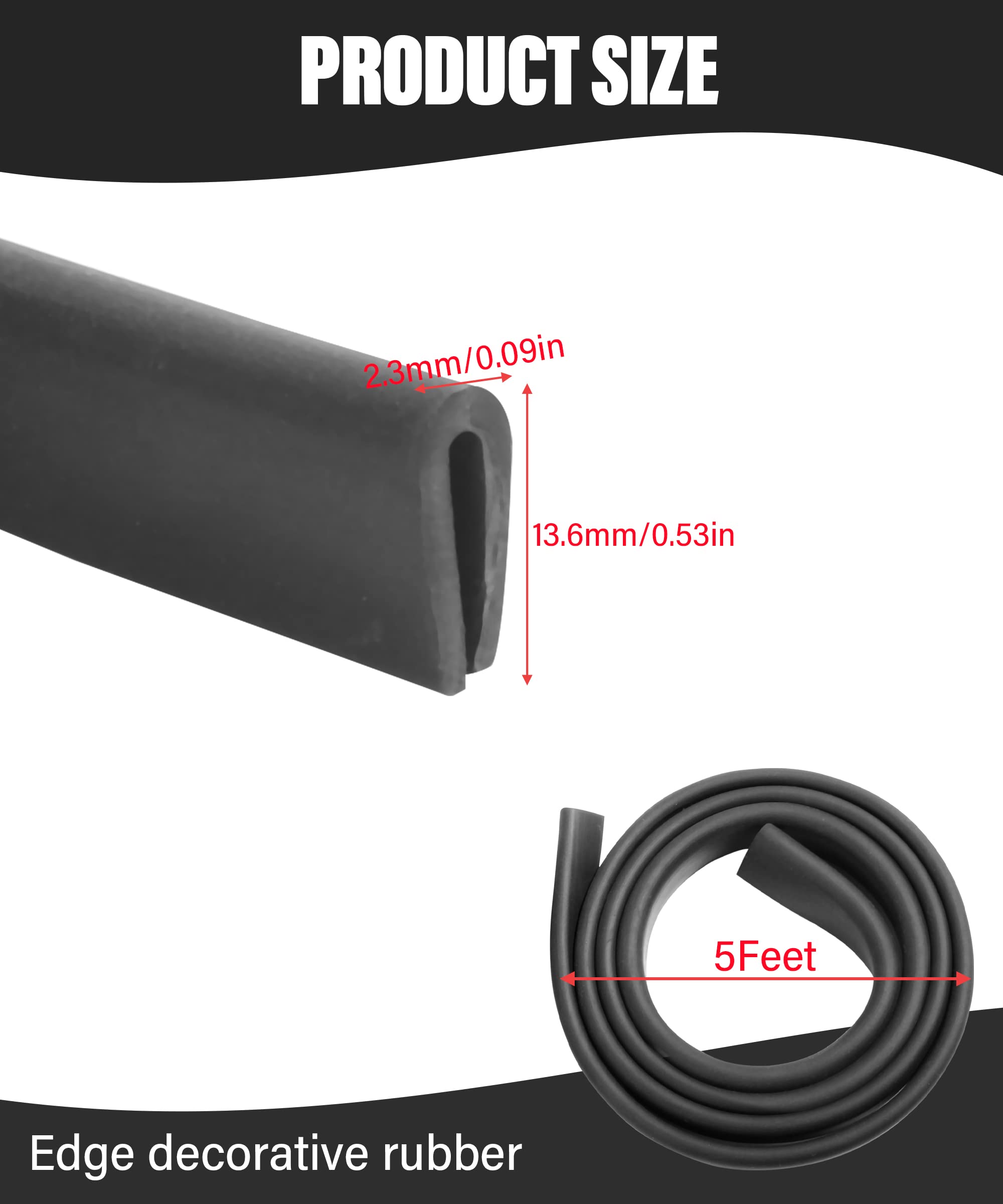 Snapklik.com : YAKEFLY 5FT/10FT Rubber U Channel Edge Trim Car Door ...